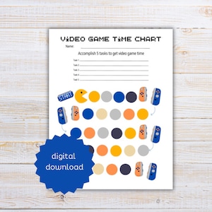 Video Game Time, Screen Time Chart, Sticker Chart,printable, Chore ...