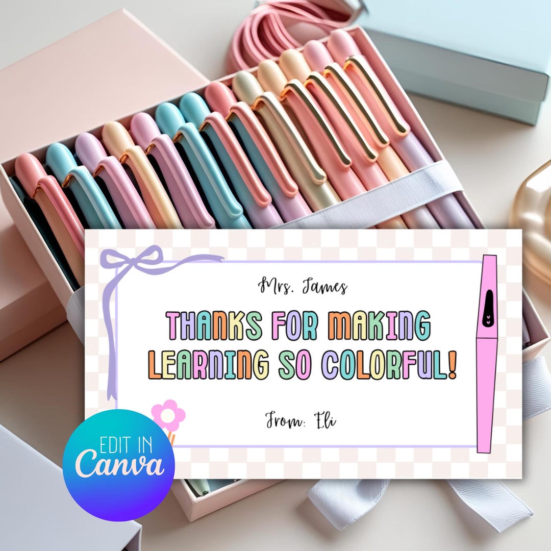 Flair Pen Teacher Gift Tag, Editable Printable (canva + PDF) - Etsy