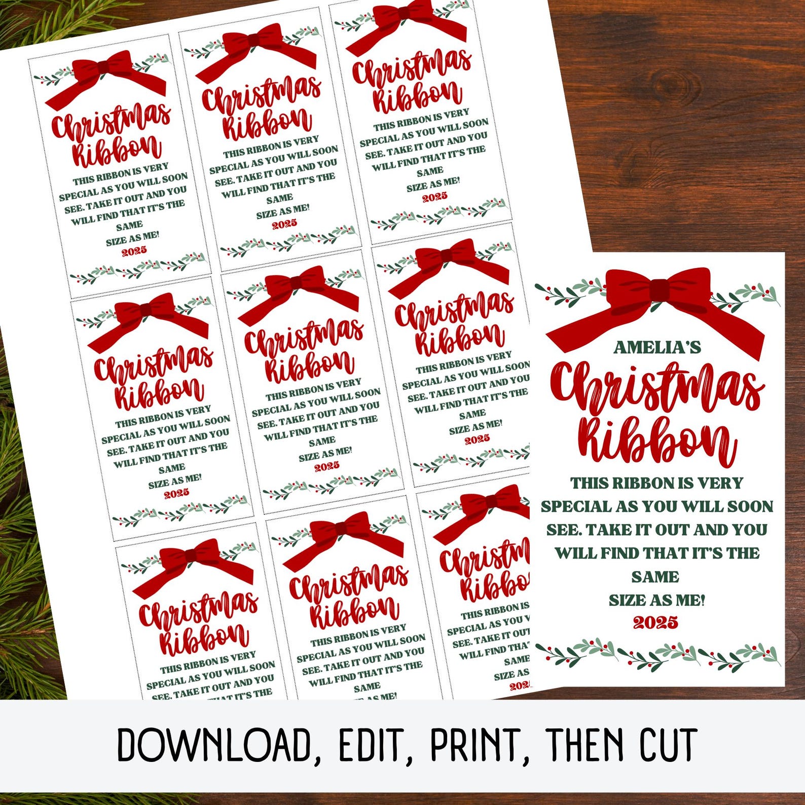 Ribbon Height Ornament Tag: Keepsake Christmas Craft (digital Download ...