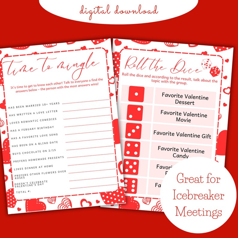 Icebreaker Games, Valentines Day Game, Get to Know You, Find the Guest ...