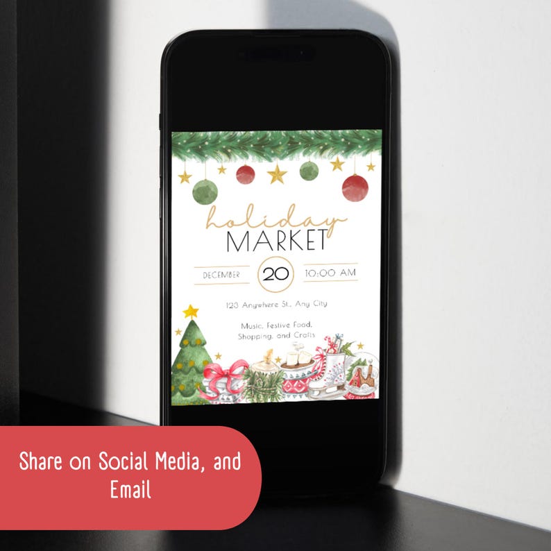Editable Holiday Market Flyer: Christmas Advertising Template (canva ...