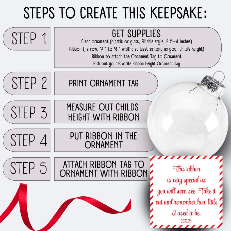 Height Ribbon Ornament Tag: Christmas Keepsake (digital Download) - Etsy