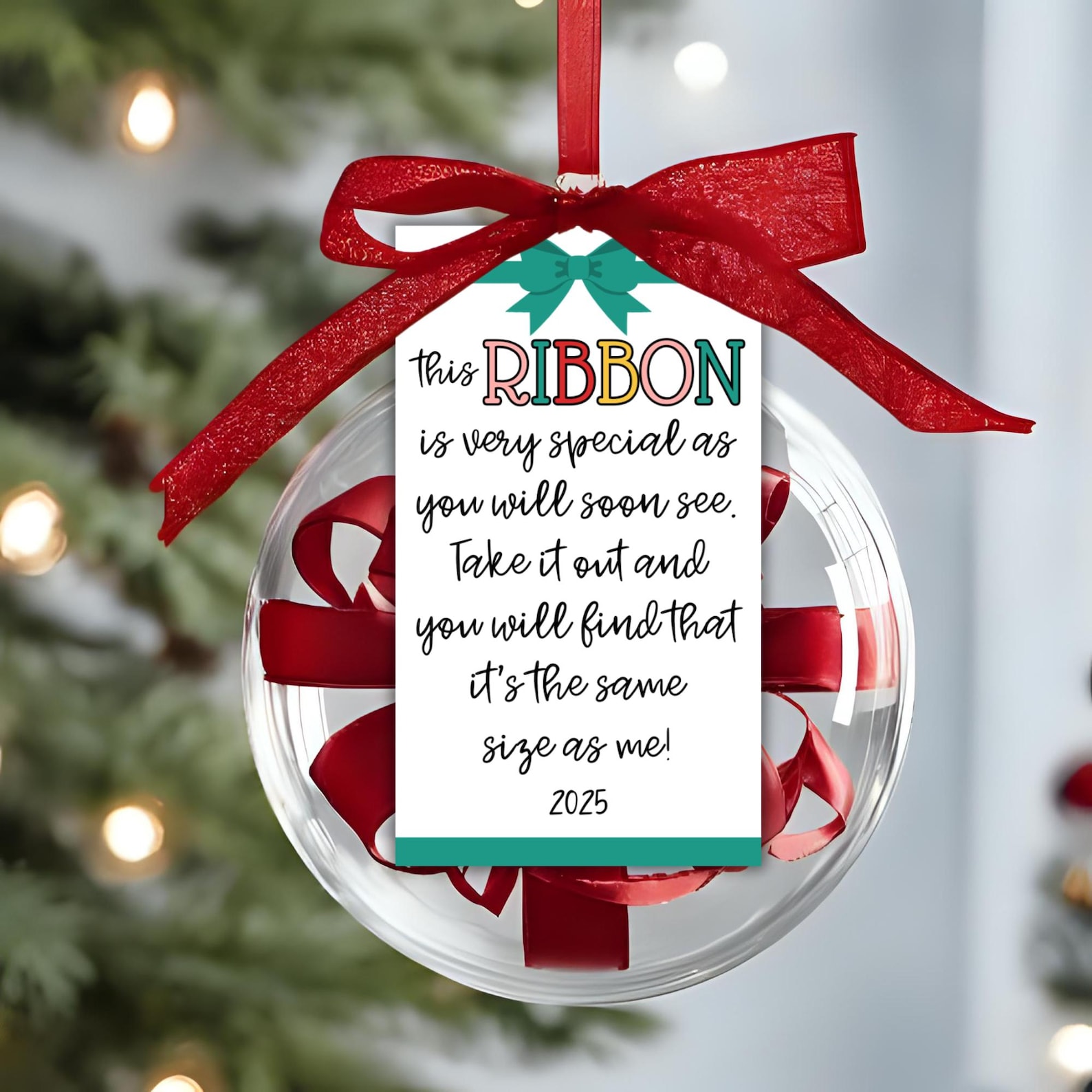 Height Ribbon Ornament Tag: Keepsake Christmas Decoration (digital ...