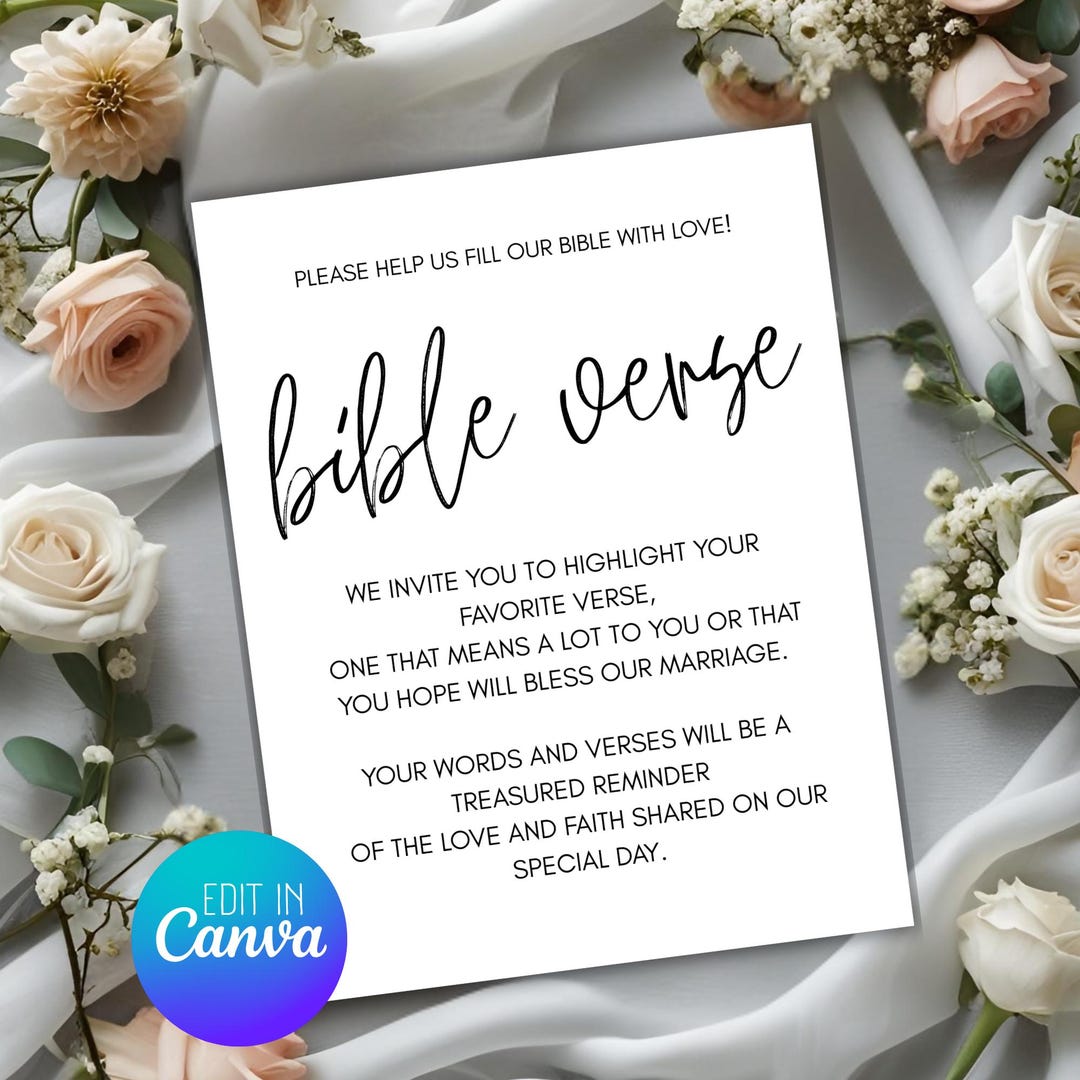 Wedding Guest Book: Bible Verse Sign, Customizable (PDF or Canva ...