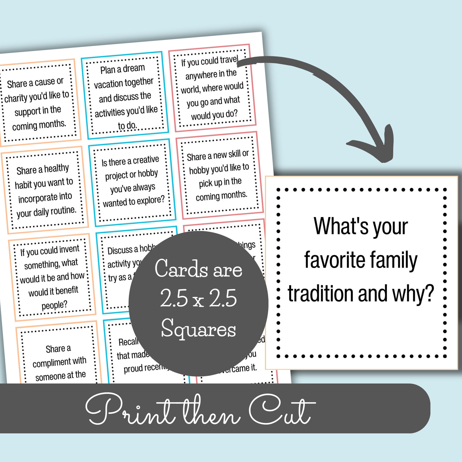 Conversation Card, Conversation Game, Conversation Starter, Family ...