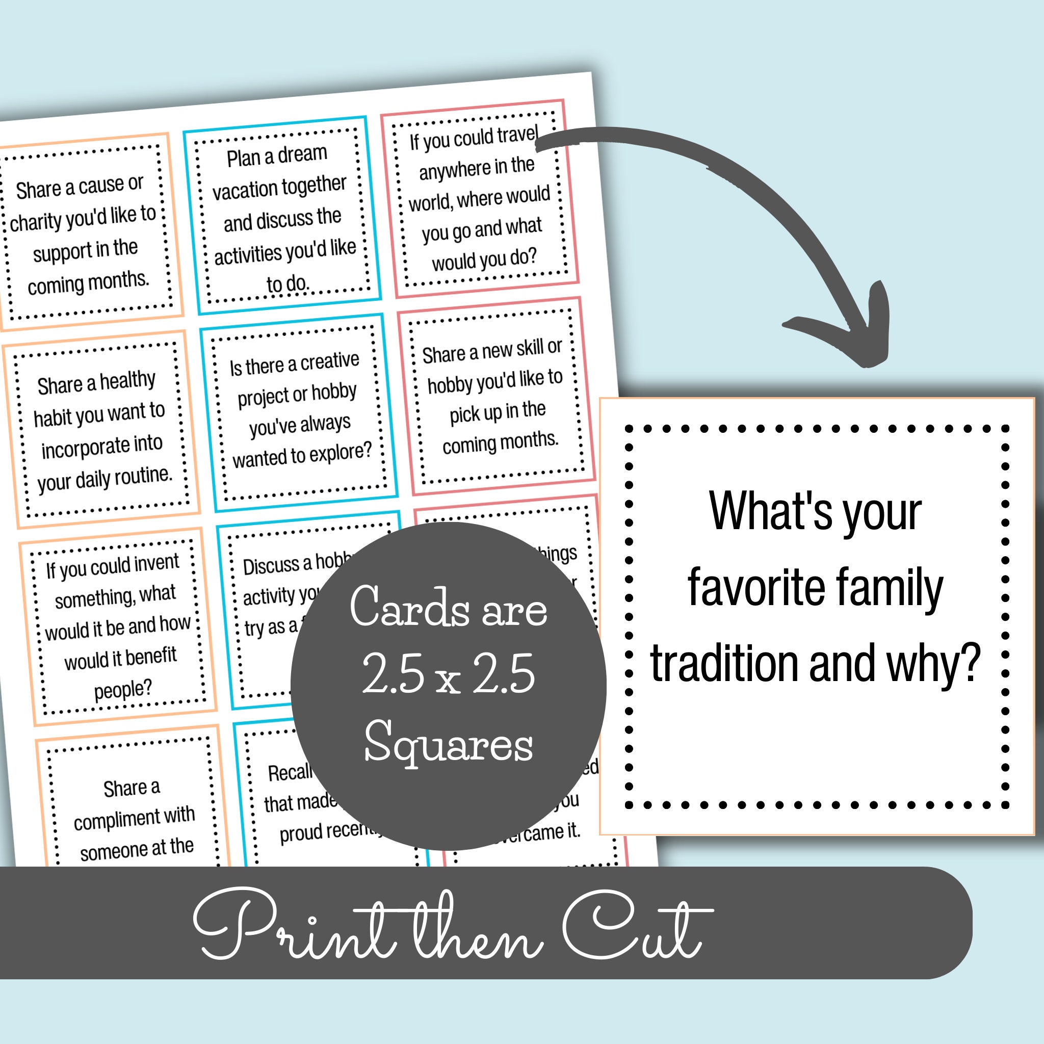 Conversation Card, Conversation Game, Conversation Starter, Family ...