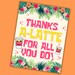 Tropical Teacher Appreciation Signs, Thank You Teacher Sign ...