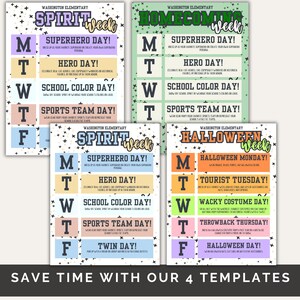 Editable Spirit Week Template: Canva Design (digital Download) - Etsy