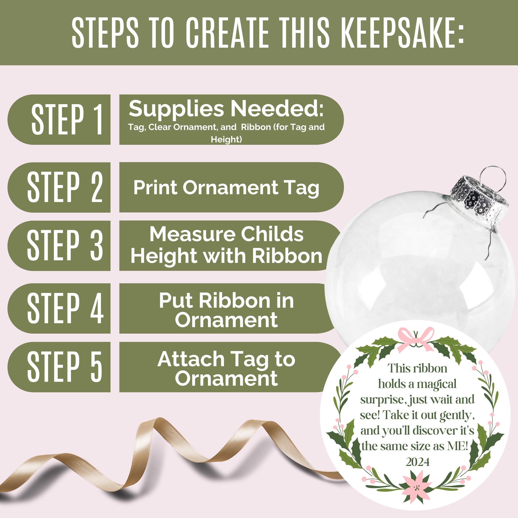Same Size as Me, Ribbon Ornament Tag,height Ornament Tag, Take It ...