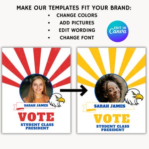 Student Council Campaign Flyer Templates: Editable Voting Posters ...