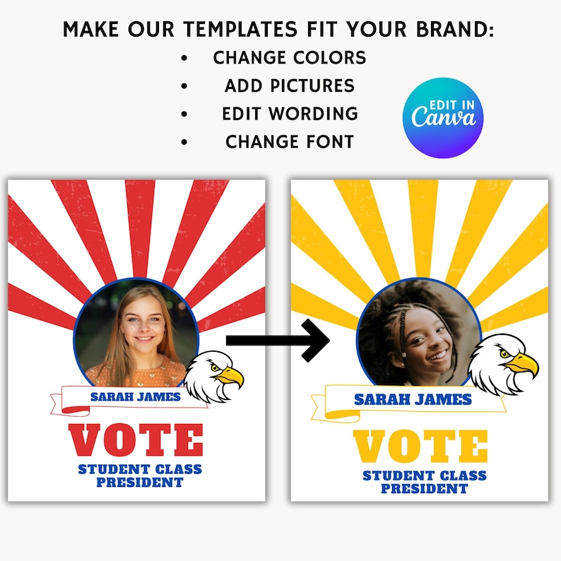 Student Council Campaign Flyer Templates: Editable Voting Posters ...