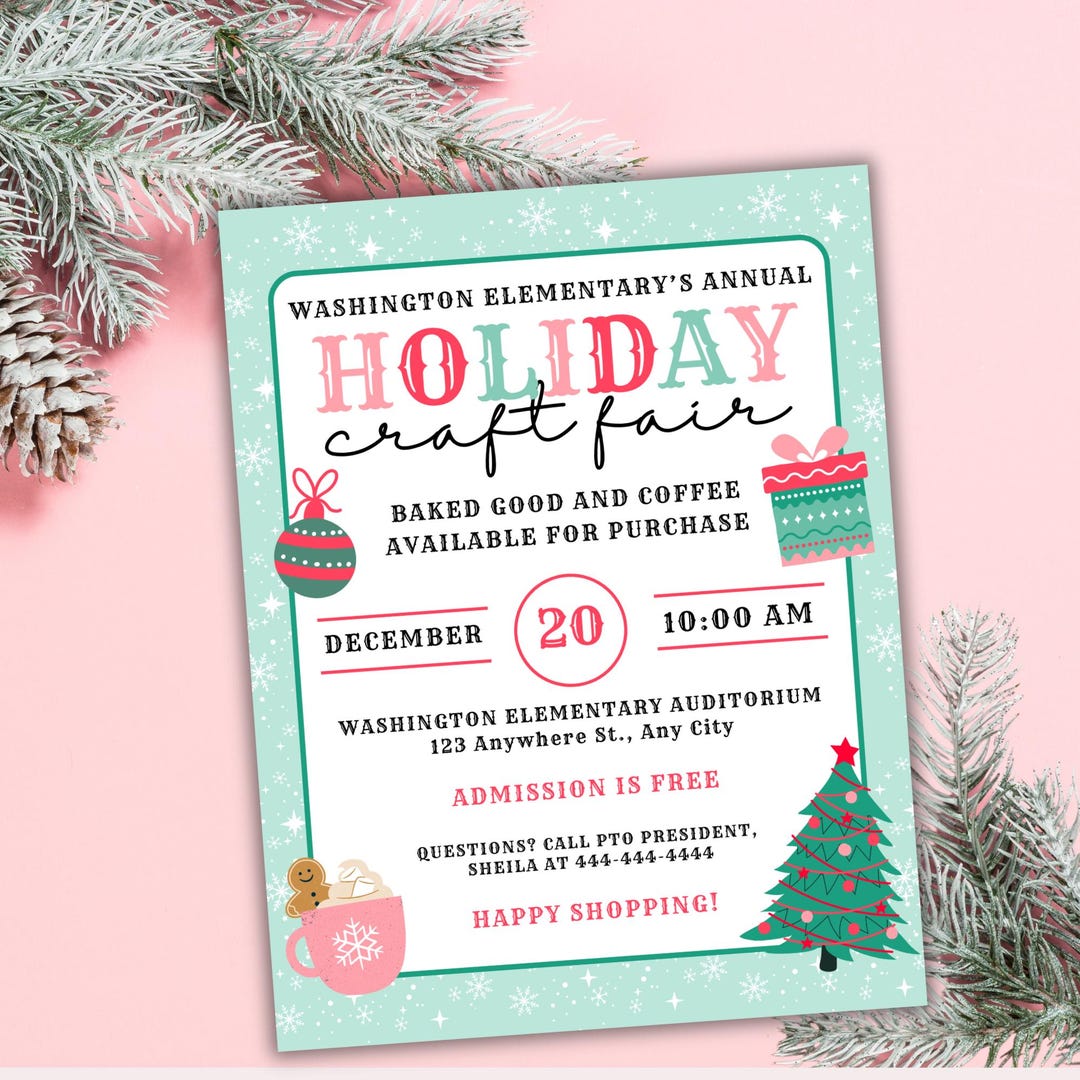 Editable Holiday Craft Fair Flyer Template (canva) - Etsy