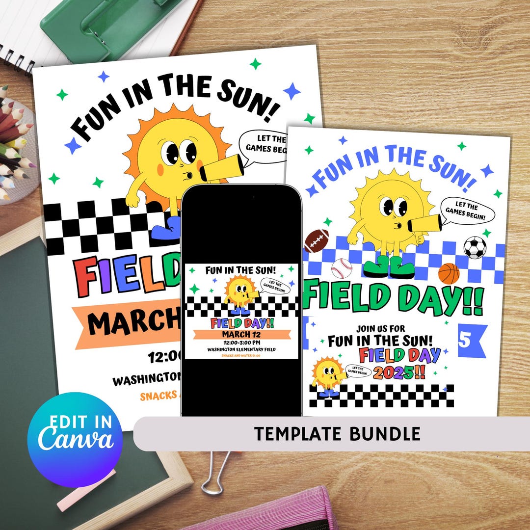 Field Day Flyer Template Bundle: School PTA Event, Editable Canva ...