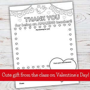 Teacher Valentine Coloring Page: Thank You Gift (digital Download) - Etsy