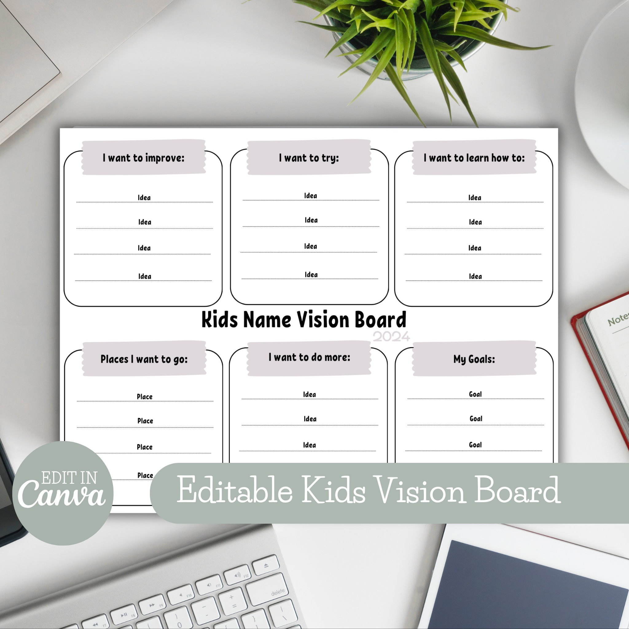 Editable Vision Board, Vision Board Kit, Vision Board Printables ...