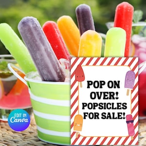 Popsicle Stand Printable Signs & Banner: Editable Canva Templates ...