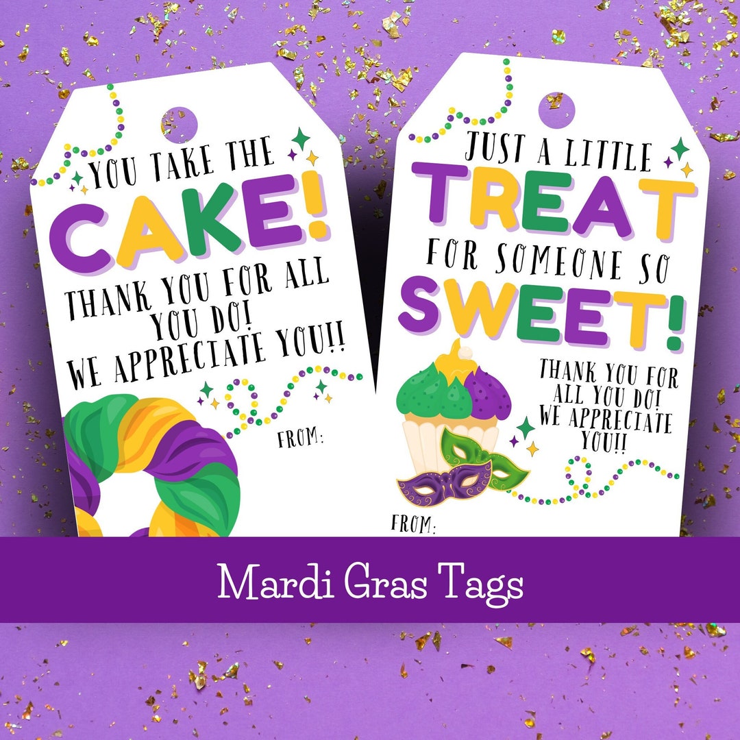 Mardi Gras Gift Tags: New Orleans King Cake Printable (digital Download ...