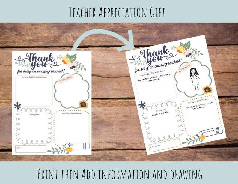 Teacher Appreciation Week Printable Teacher Thank You Card - Etsy