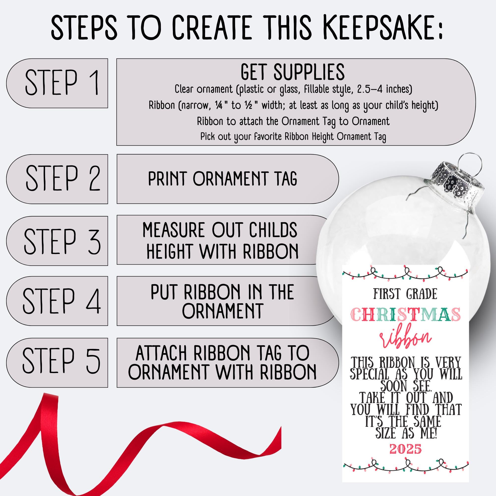 Editable Ribbon Tag, Same Size as Me, Ribbon Ornament, Height Ornament ...