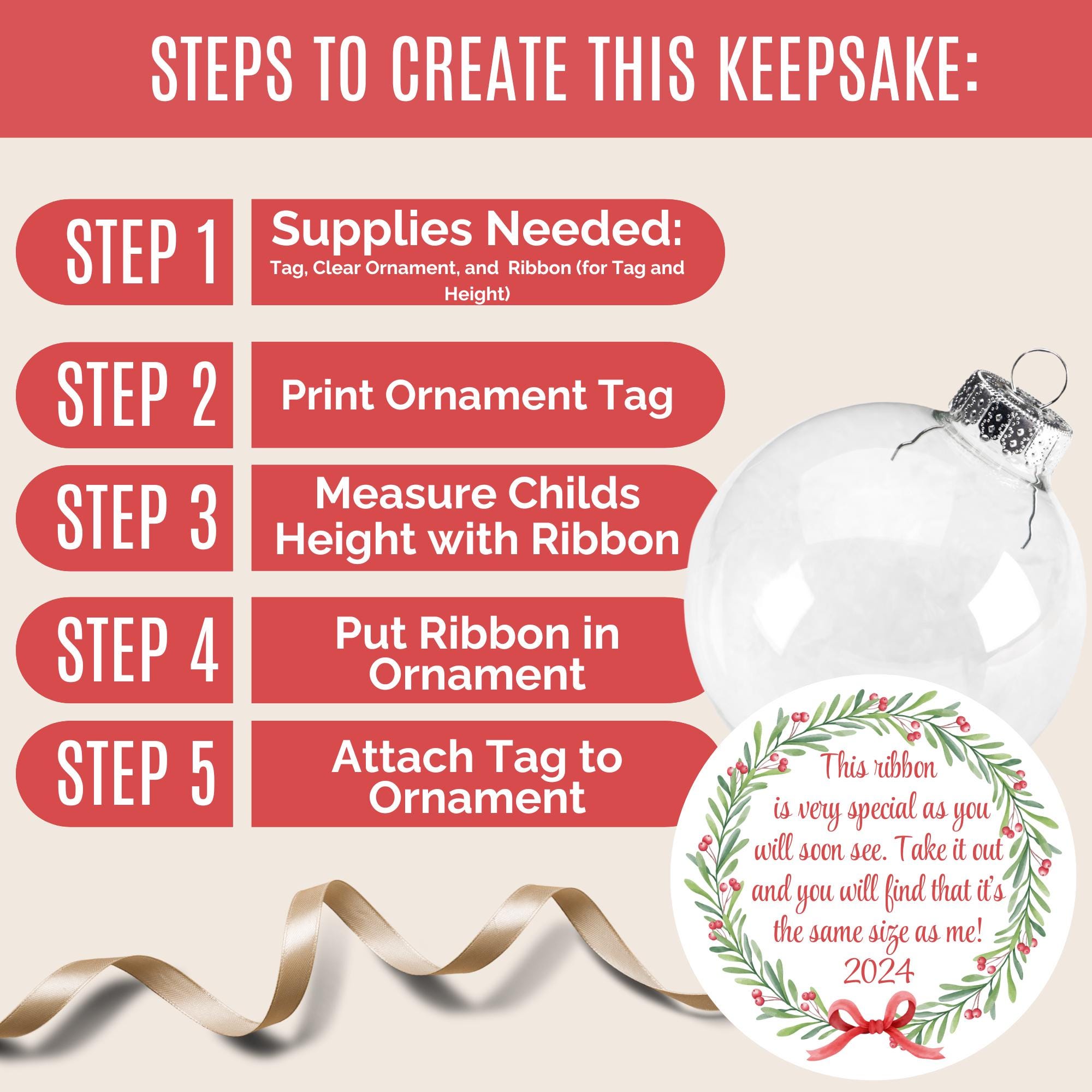 Ribbon, Tag, Same Size as Me, Ribbon Ornament, Height Ornament Tag ...