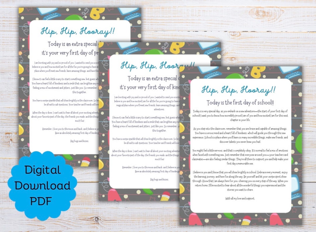 First Day of School Note, School Note, Preschool Note, Kindergarten ...