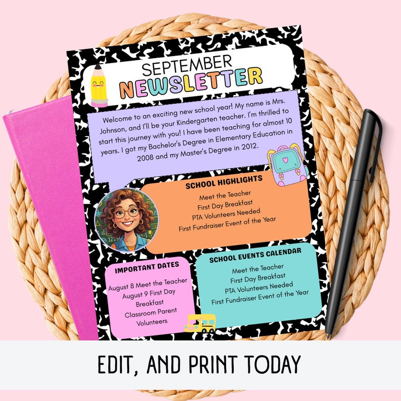 Editable Meet the Teacher Newsletter Template: Canva Design (a4/letter ...
