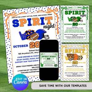 Editable School Spirit Flyer, School Spirit Night Party, Spirt Night ...