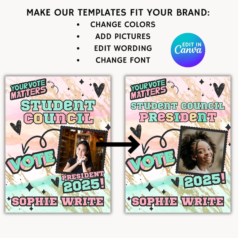 Student Council Campaign Flyer Template: Editable School Election ...