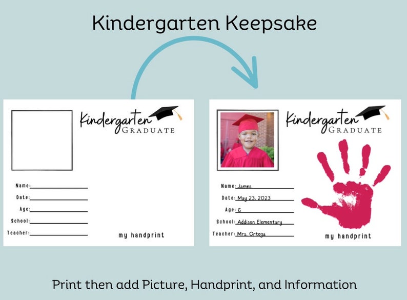Kindergarten Graduation Keepsake Printable, Graduation Keepsake ...