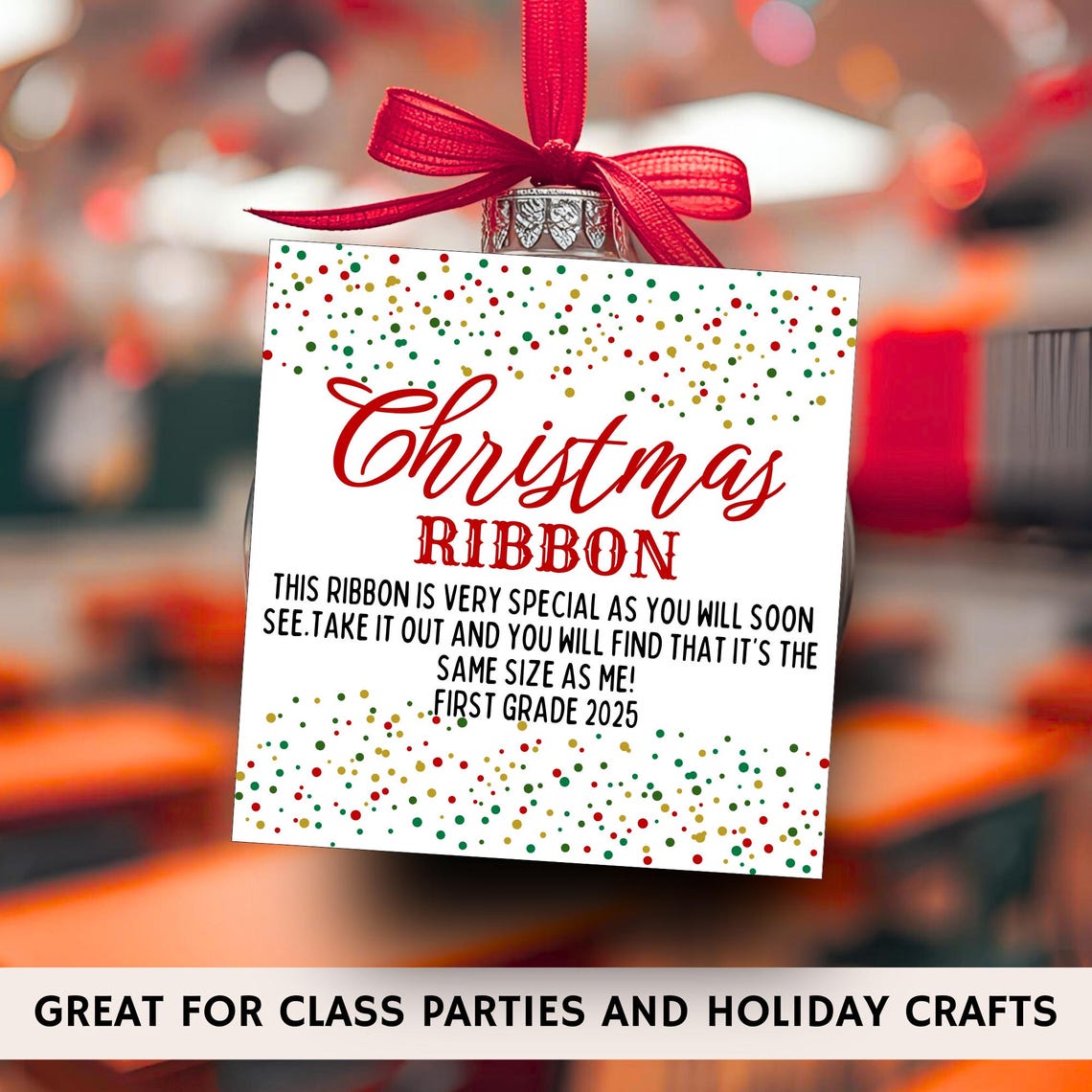 Editable Ribbon Height Christmas Ornament Tag (canva Template) - Etsy