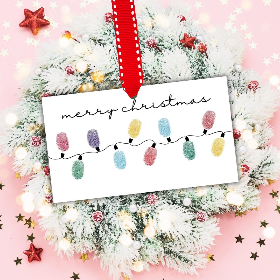 Fingerprint Gift Tag, Kids Ornament Tag,classroom Fingerprint Tag ...