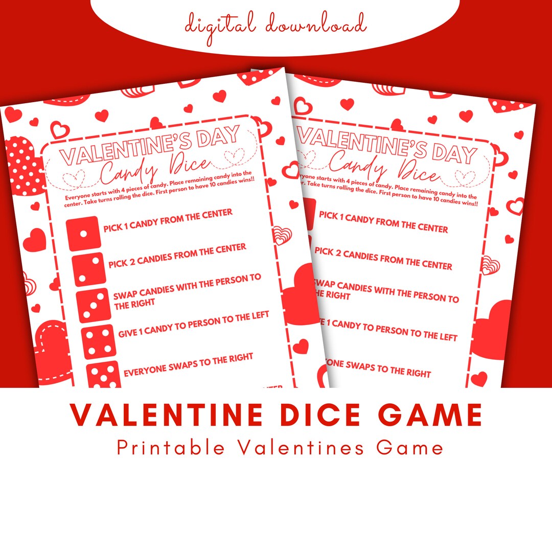 Valentine Candy Dice Game: Fun Family Activity (digital Download) - Etsy