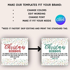 Editable Ribbon Height Christmas Ornament Tag (canva Template) - Etsy