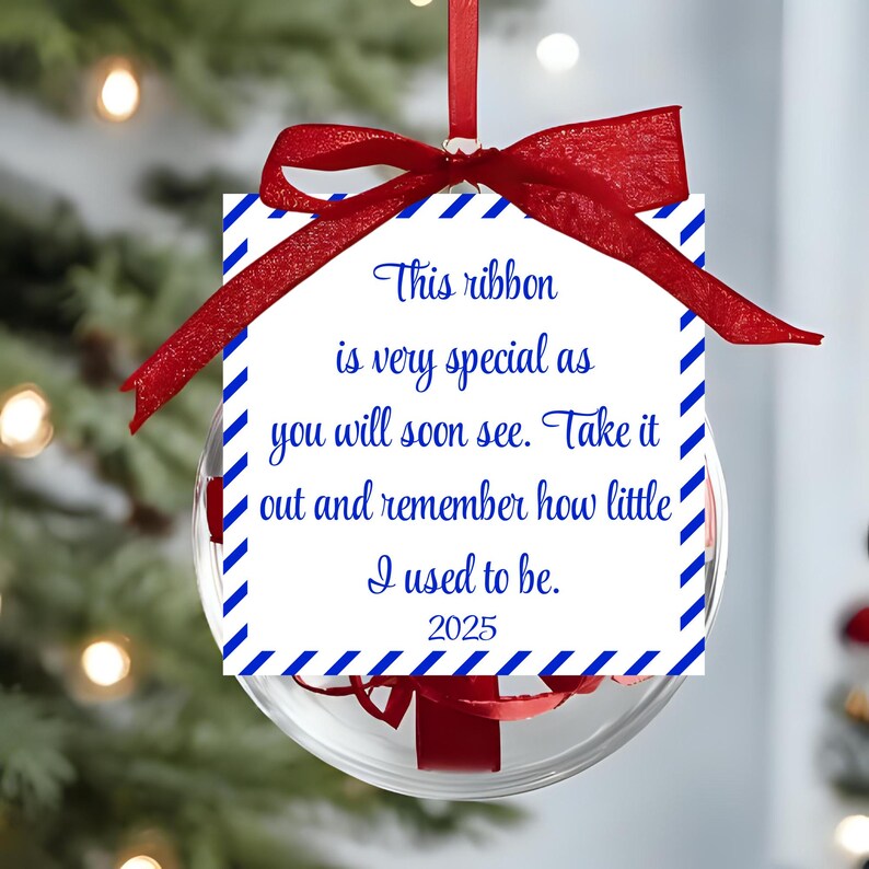 Same Size as Me, Ribbon Ornament Tag,height Ornament Tag, Unwrap It ...