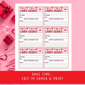 Valentine Gram, Candy Gram Printable, Valentine Candy Gram, Candy Gram ...