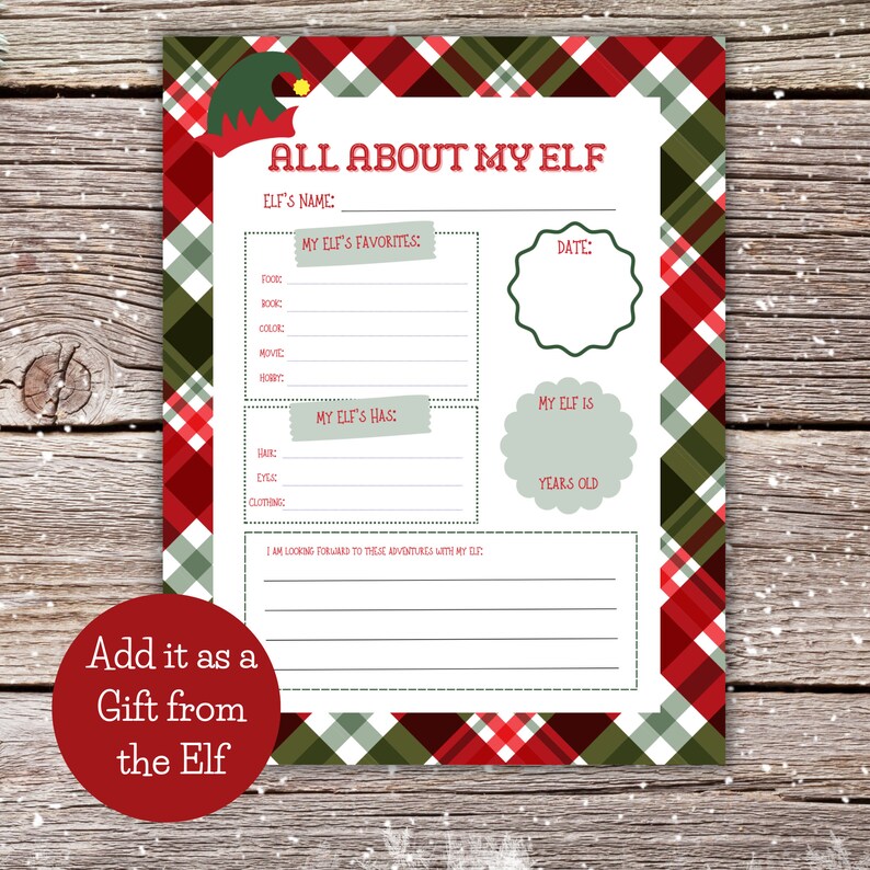 Elf Memory Book: Kid's Christmas Holiday Journal (digital Download ...