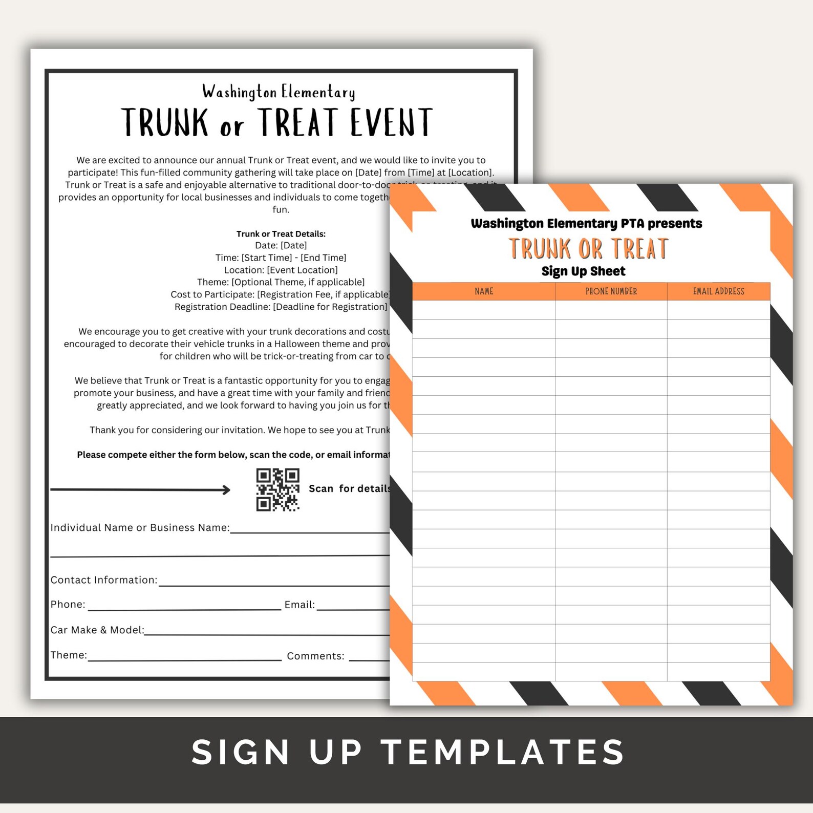Editable Canva Trunk or Treat Kit: Halloween Flyer, Invitation, Poster ...