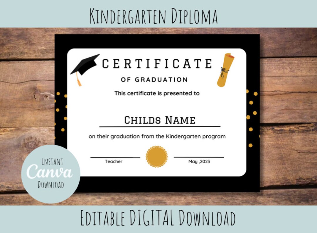 Editable Kindergarten Graduation Instant Download Canva Template ...
