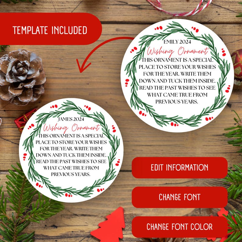 Editable Wishing Ornament Tag: Christmas Class Craft (digital Download ...