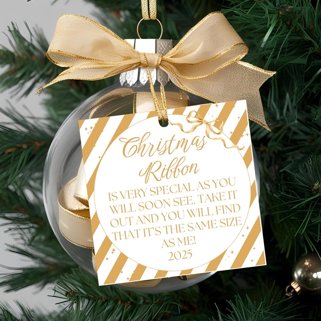 Height Ribbon Christmas Ornament Tag: Keepsake Gift (printable Digital ...