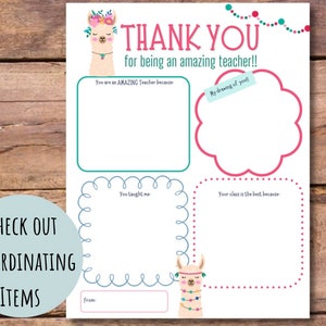 Llama Gift Tag, Teacher Appreciation, End of Year Gift, Teacher Thank ...