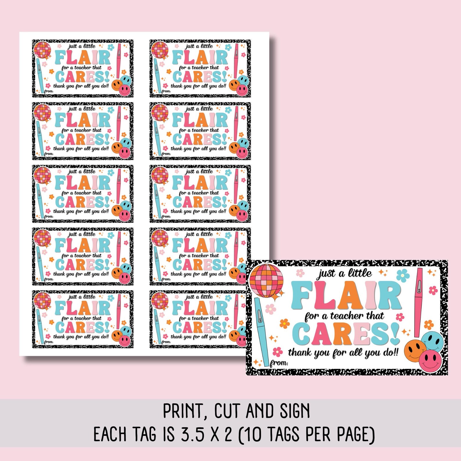 Flair Pen Tag, Teacher Gift Tag, Flair Pen Gift Tag, Flair, Flair Pen ...