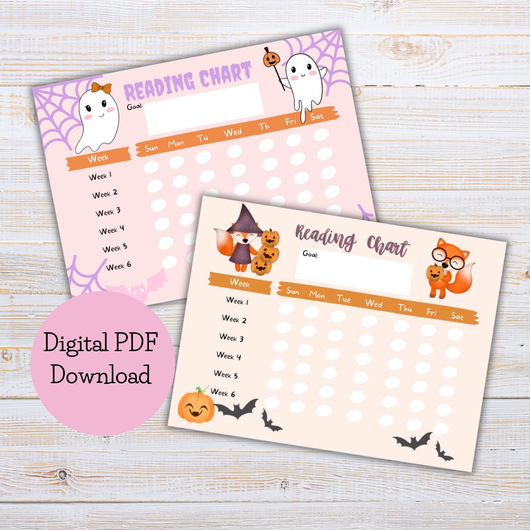 Halloween Reading Chart Bundle: Kids Reading Tracker (PDF Files) - Etsy