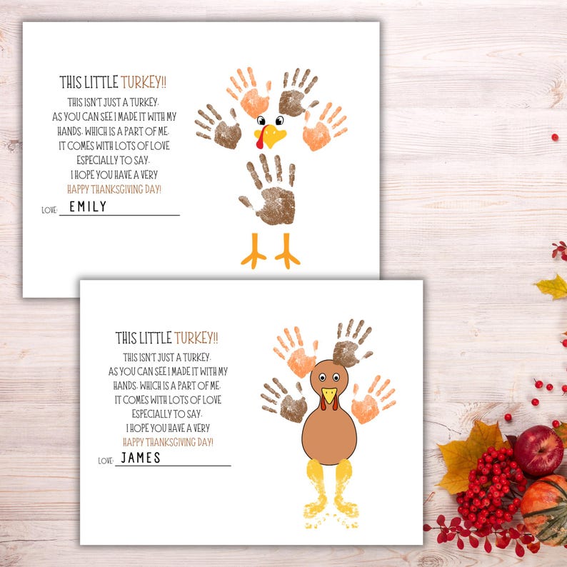 Turkey Handprint Craft Print: Thanksgiving Keepsake (11x8.5) - Etsy