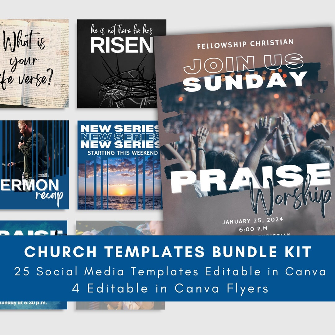 Church Social Media Kit: Editable Canva Flyers & Posts - Etsy