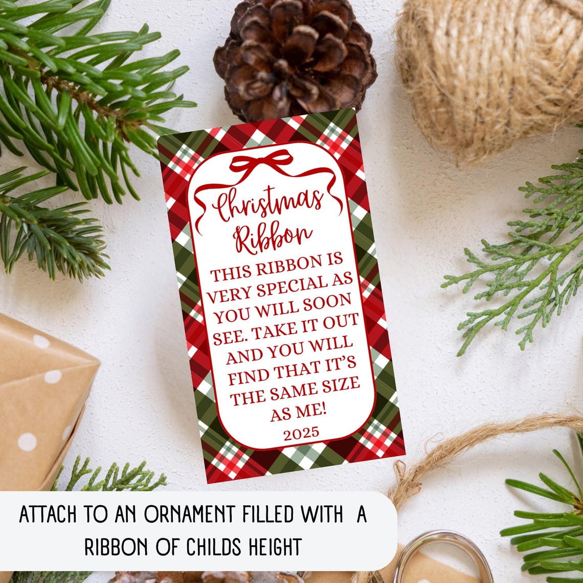 Height Keepsake Ornament Tag: Ribbon Growth Tracker (digital Download ...