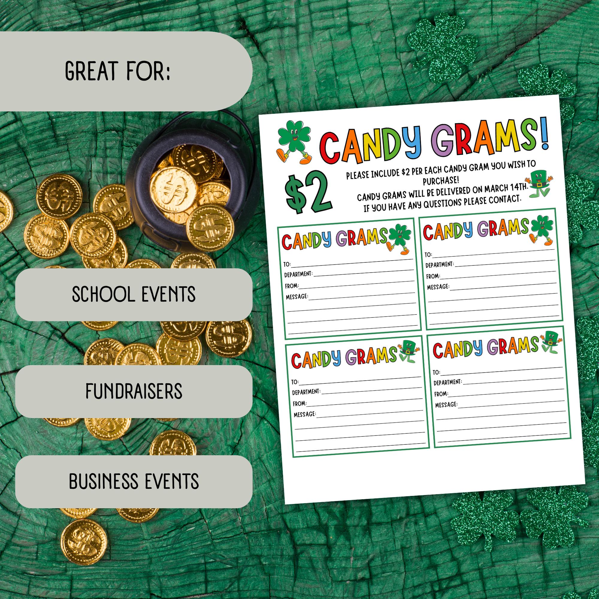 St. Patrick's Day Candy Gram Tags: Printable PTO Fundraiser (canva ...