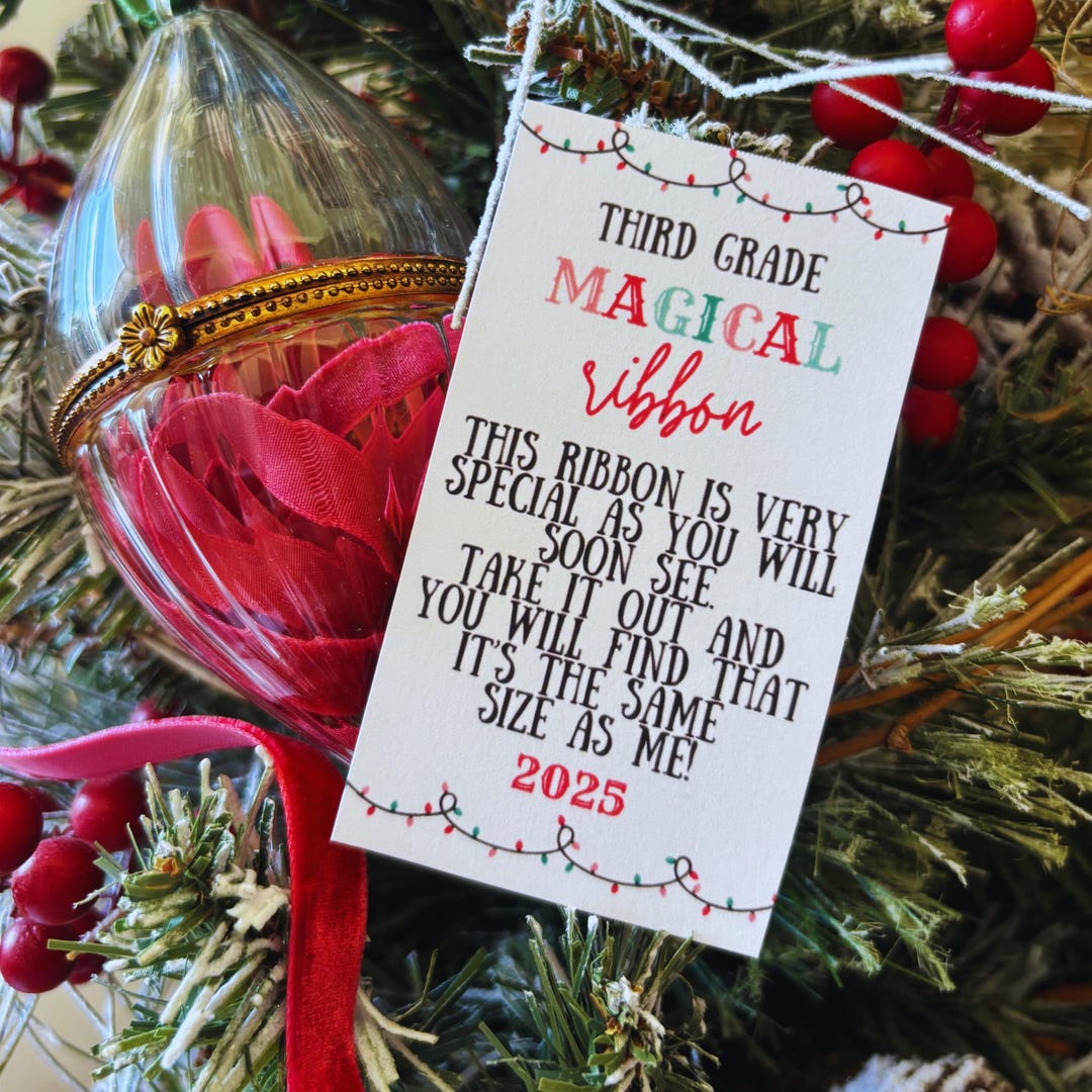 Height Keepsake Ribbon Ornament Tag, Editable Christmas Gift (digital ...