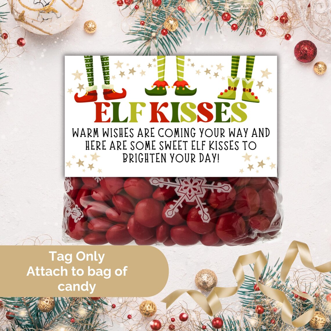 Elf Kisses Gift Tags: Holiday Treat Bag Toppers (digital Download) - Etsy