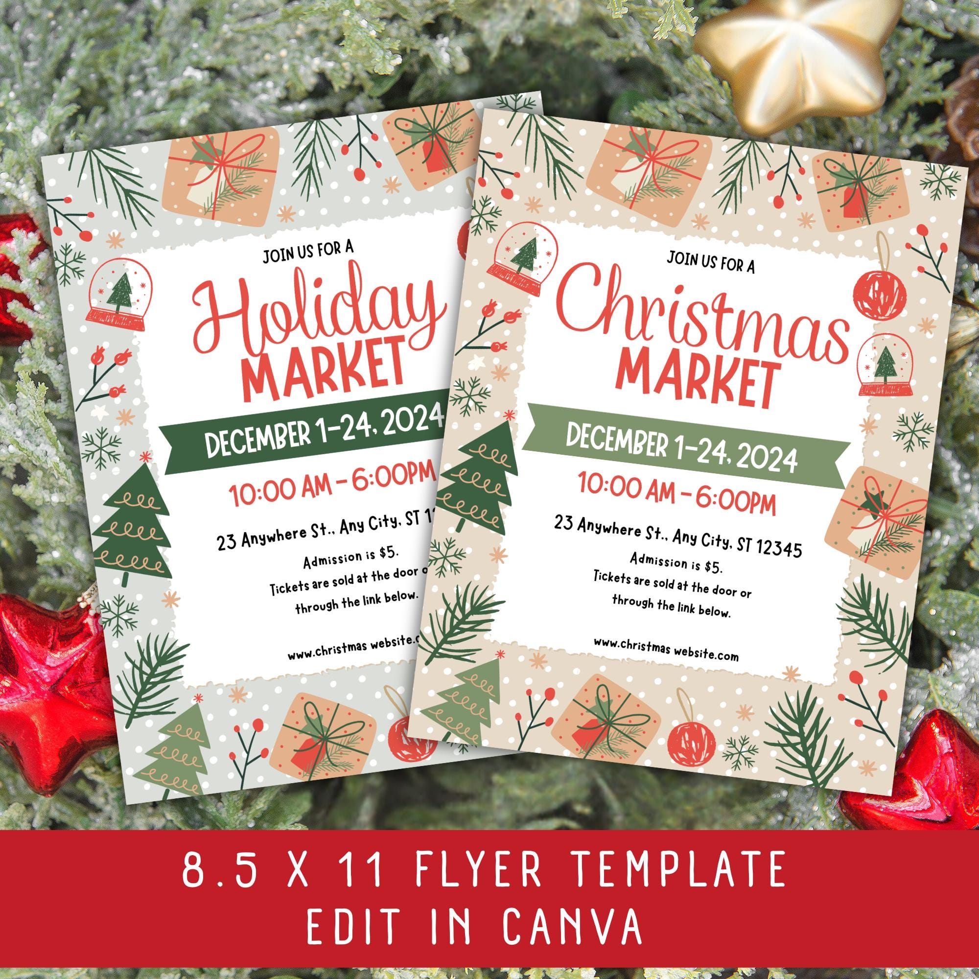 Editable Holiday Market Flyer: Canva Templates (8.5 X 11 Inches) - Etsy